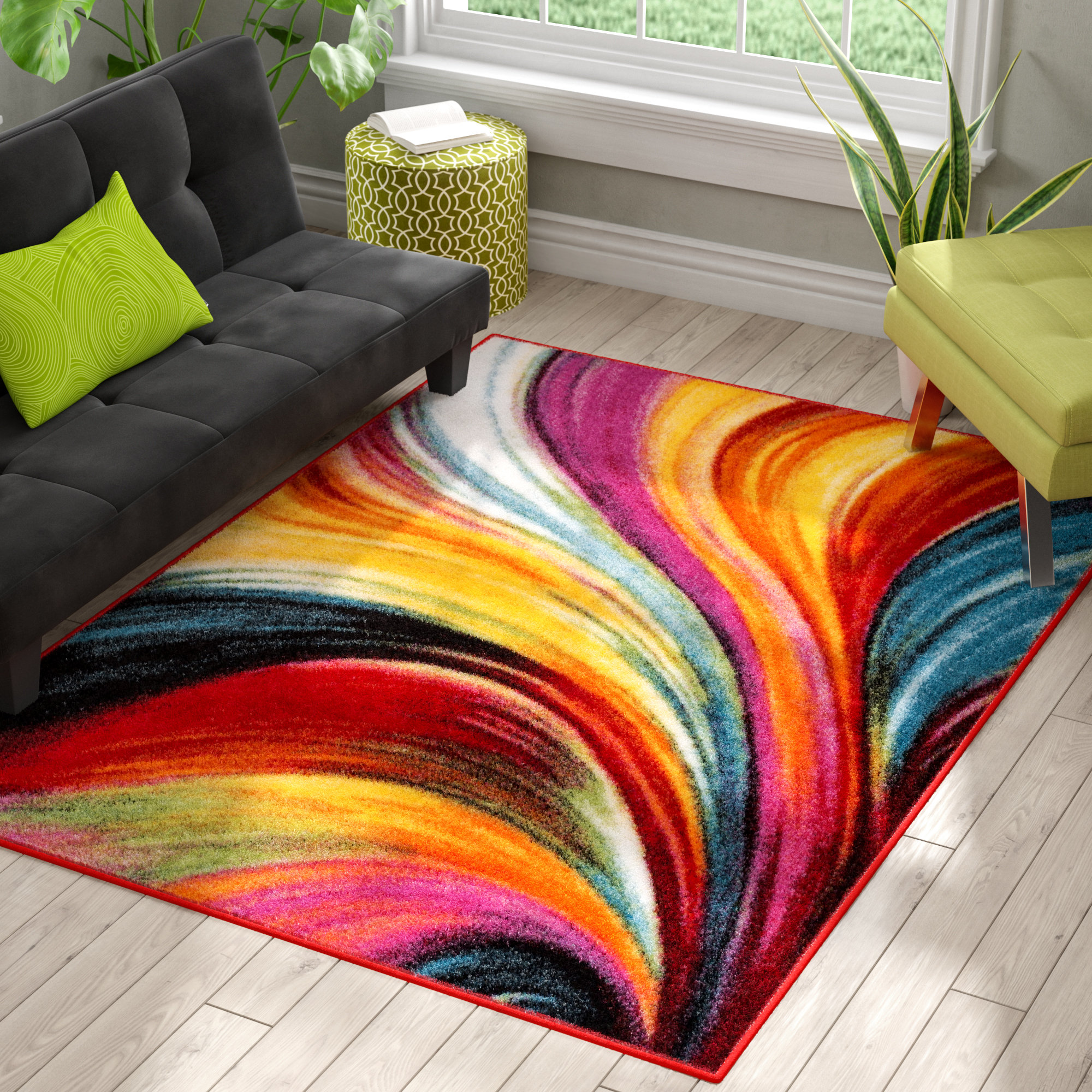Latitude Run Brooksville Pleasure Multi Modern Bright Rug Reviews Wayfair